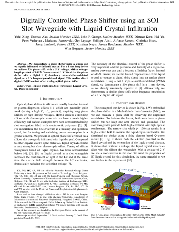 (PDF) Digitally Controlled Phase Shifter Using an SOI Slot Waveguide ...