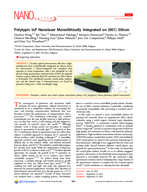 (PDF) Polytypic InP Nanolaser Monolithically Integrated on (001) Silicon