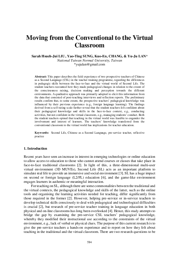 (PDF) Moving from the Conventional to the Virtual Classroom