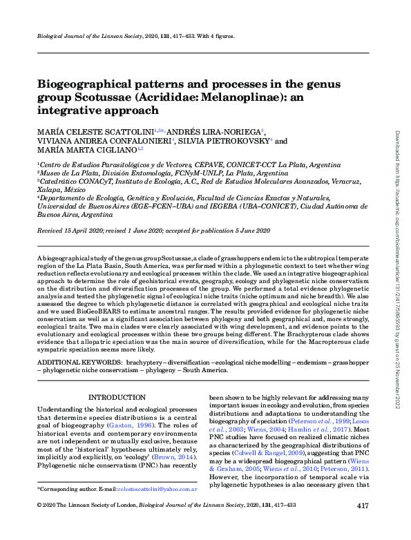 (PDF) Biogeographical patterns and processes in the genus group ...