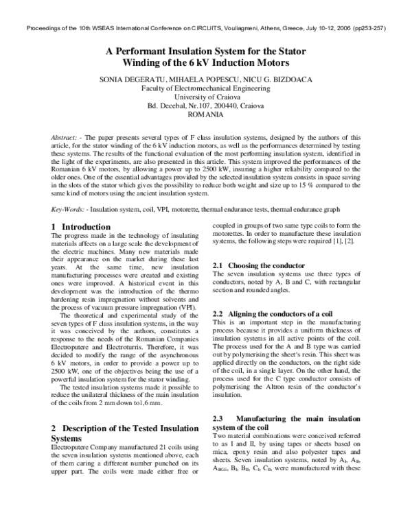 (PDF) A performant insulation system for the stator winding of the 6 kV ...