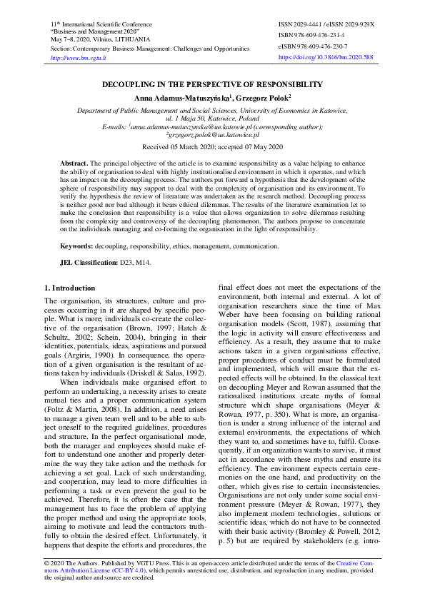 (PDF) Decoupling in the perspective of responsibility