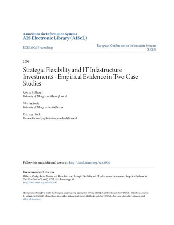 (PDF) Strategic Flexibility and IT Infrastructure Investments ...