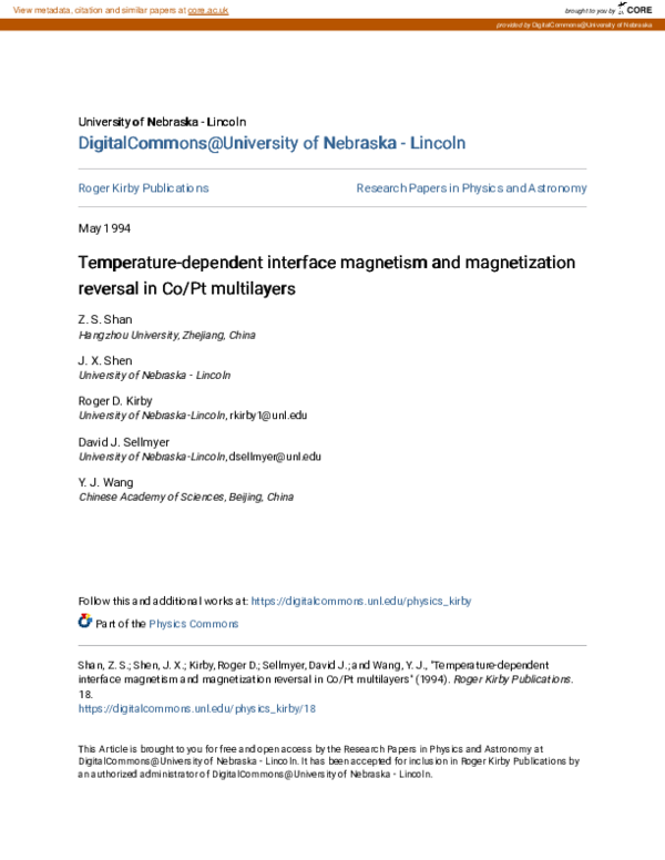 (PDF) Temperature‐dependent interface magnetism and magnetization ...