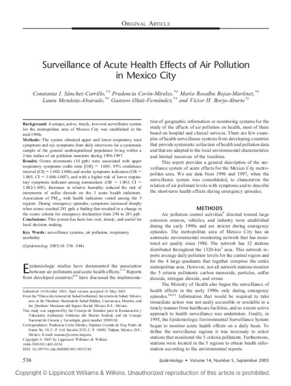 (PDF) Surveillance of Acute Health Effects of Air Pollution in Mexico City