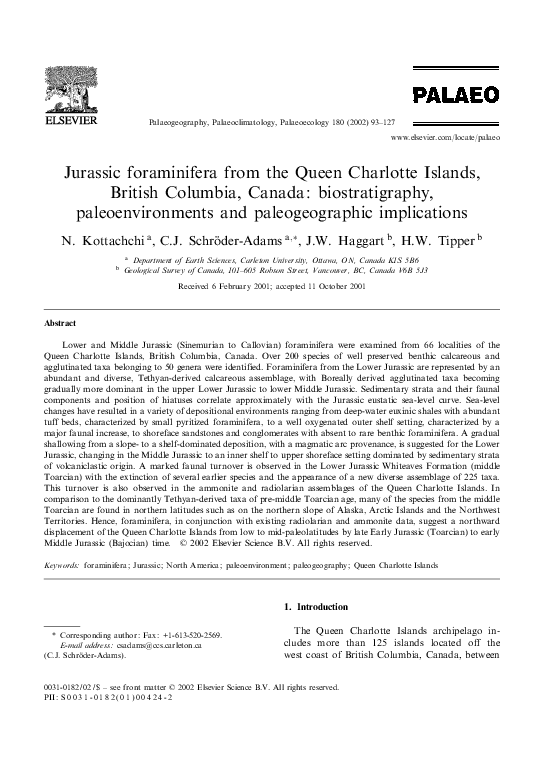 (PDF) Jurassic foraminifera from the Queen Charlotte Islands, British ...