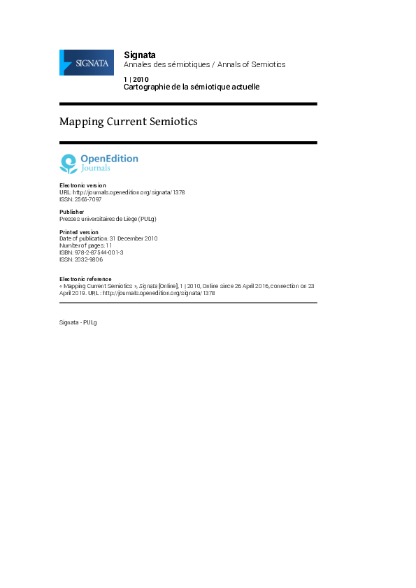 (PDF) Mapping Current Semiotics