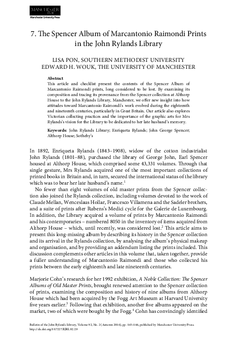 (PDF) The Spencer Album of Marcantonio Raimondi Prints in the John ...