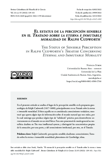 (PDF) El estatus de la percepción sensible en el Tratado sobre la ...
