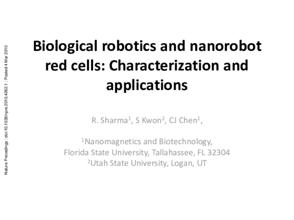 (PDF) Biological robotics and nanorobotred cells: Characterization and ...