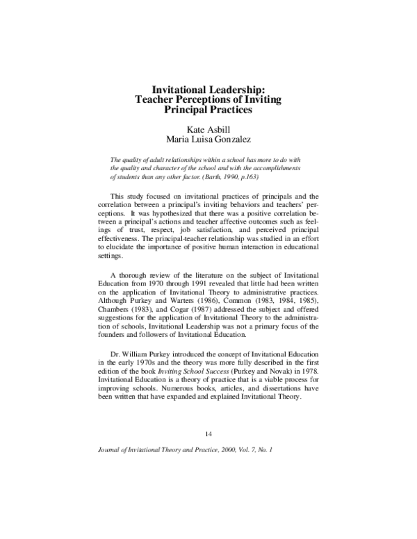 (PDF) Invitational Leadership