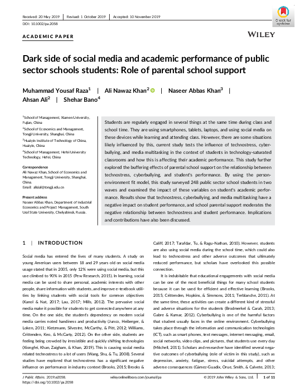 (PDF) Dark side of social media and academic performance of public ...