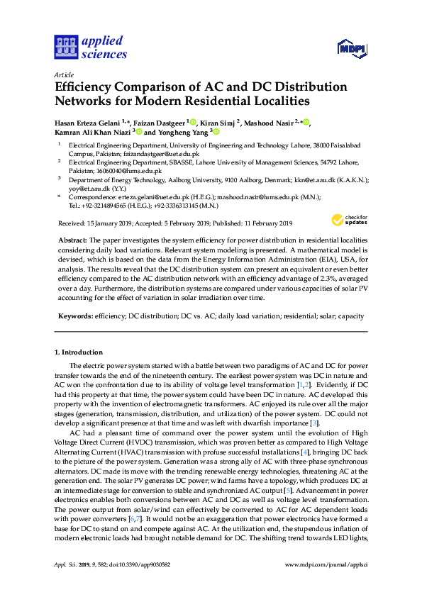 (PDF) Efficiency Comparison of AC and DC Distribution Networks for ...