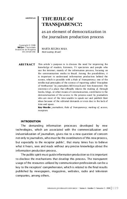 (PDF) The rule of transparency: as an element of democratization in the ...