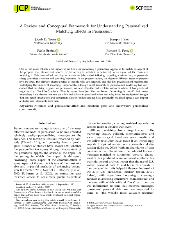 (PDF) A Review and Conceptual Framework for Understanding Personalized Matching Effects in ...