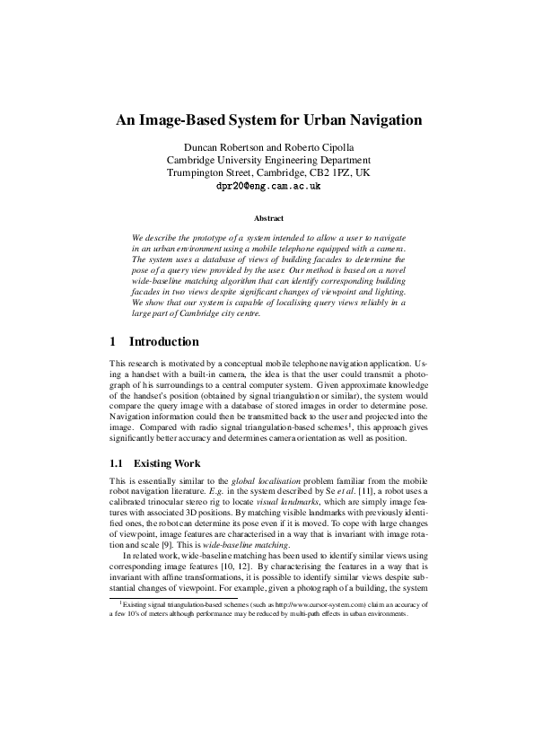 (PDF) An Image-Based System for Urban Navigation