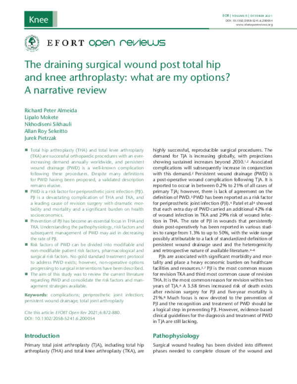 (PDF) The draining surgical wound post total hip and knee arthroplasty ...