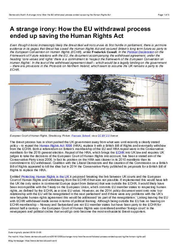 (PDF) A strange irony: how the EU withdrawal process ended up saving ...