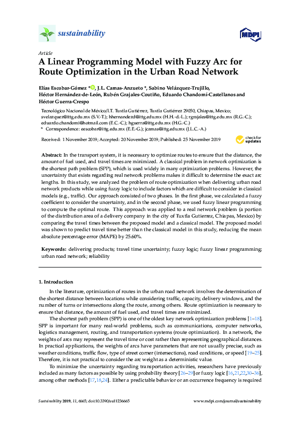 (PDF) A Linear Programming Model with Fuzzy Arc for Route Optimization in the Urban Road Network