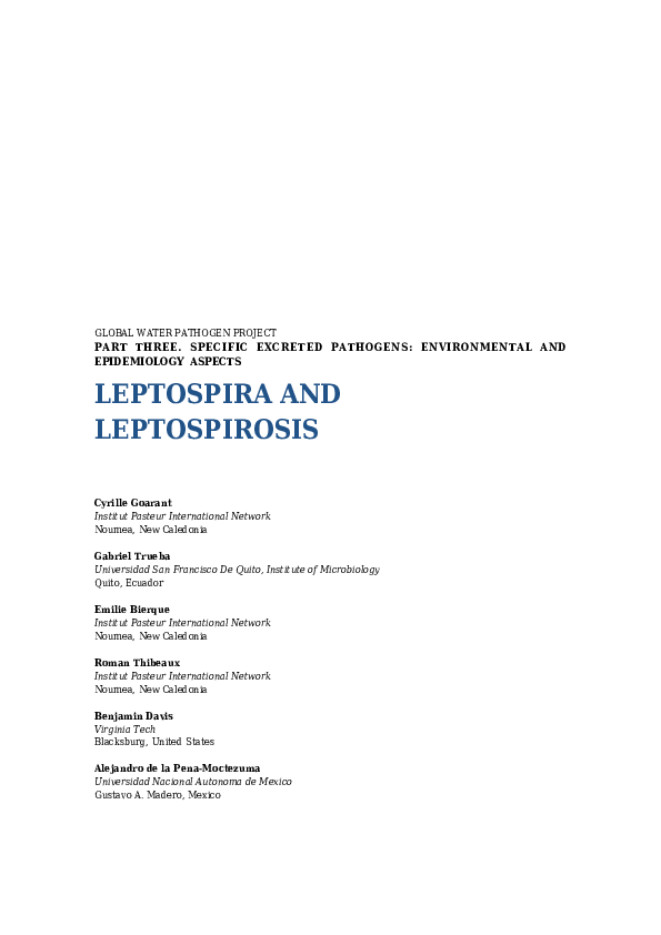 (PDF) Leptospira and Leptospirosis