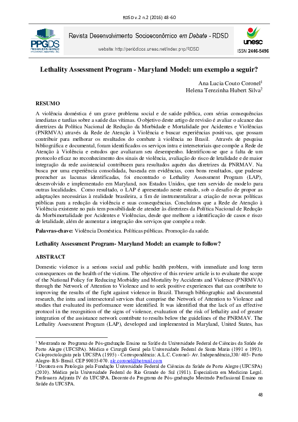 (PDF) Lethality Assessment Program - Maryland Model: um exemplo a seguir?