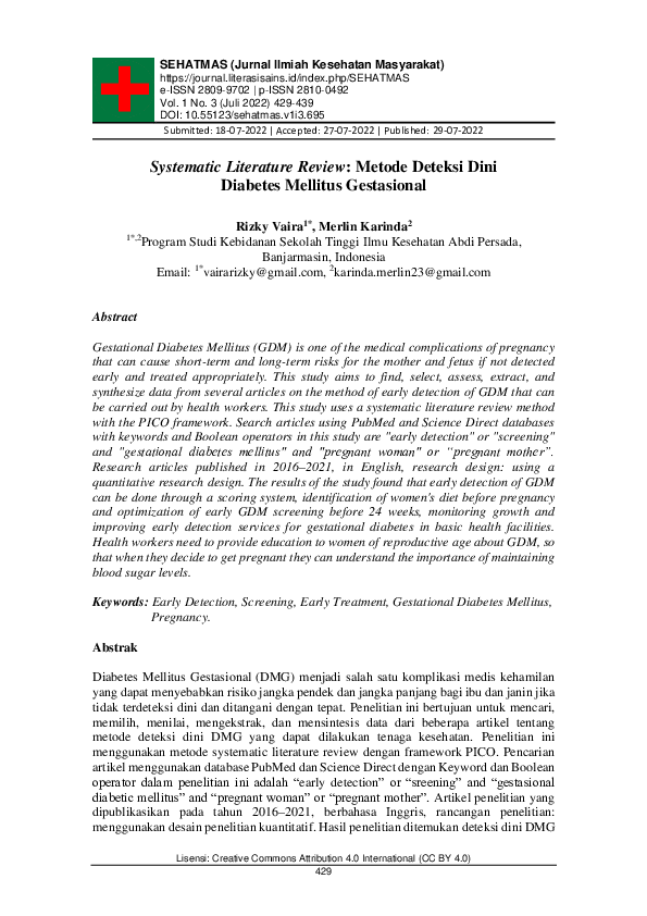 (PDF) Systematic Literature Review: Metode Deteksi Dini Diabetes ...