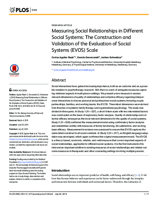(PDF) Measuring Social Relationships in Different Social Systems: The ...