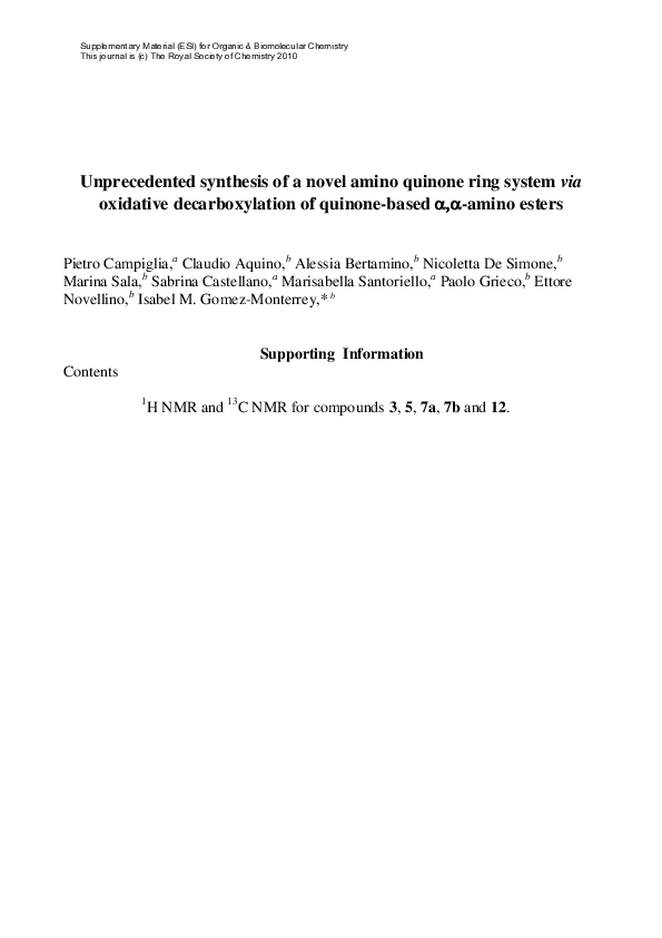 (PDF) Unprecedented synthesis of a novel amino quinone ring system via ...
