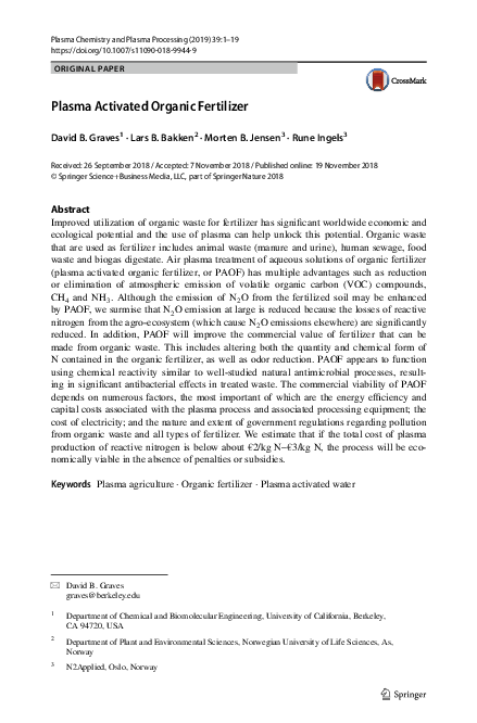 (PDF) Plasma Activated Organic Fertilizer