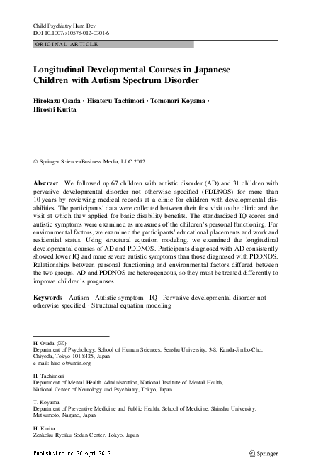 (PDF) Longitudinal Developmental Courses in Japanese Children with ...