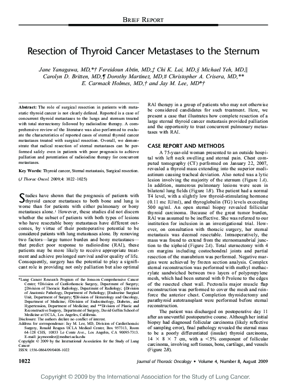(PDF) Resection of Thyroid Cancer Metastases to the Sternum