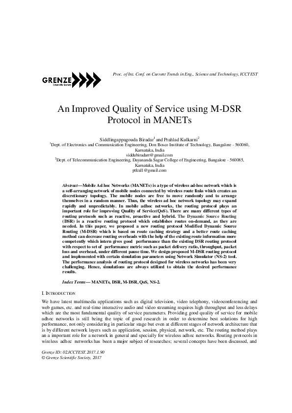 (PDF) An Improved Quality of Service using M-DSR Protocol in MANETs