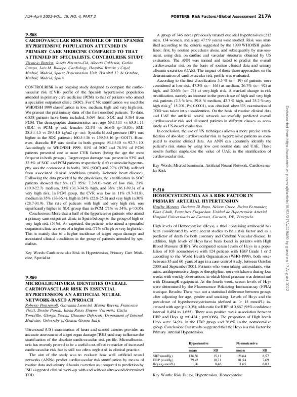 (PDF) Homocysteinemia as a risk factor in primary arterial hypertension