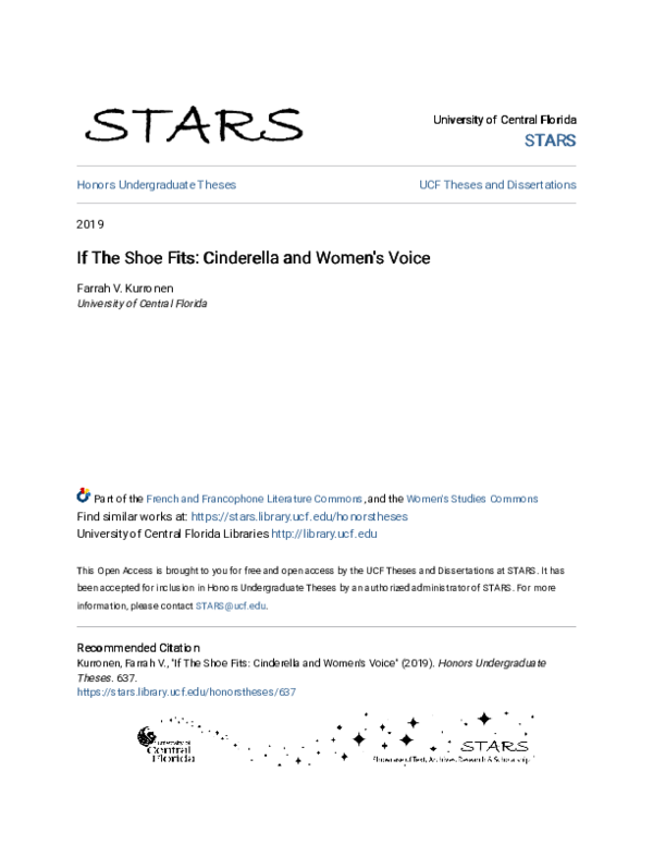 (PDF) If The Shoe Fits: Cinderella and Women's Voice