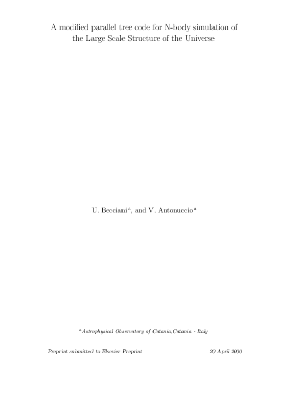 Pdf A Modified Parallel Tree Code For N Body Simulation Of The Large Scale Structure Of The