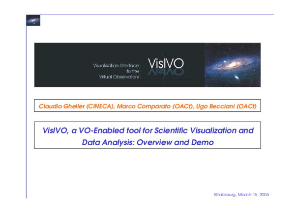 (PDF) VisIVO: a VO enabled tool for Scientific Visualization and Data Analysis | Ugo Becciani ...