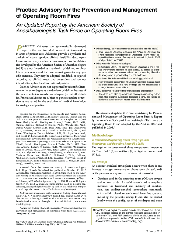 (PDF) Practice Advisory for the Prevention and Management of Operating ...