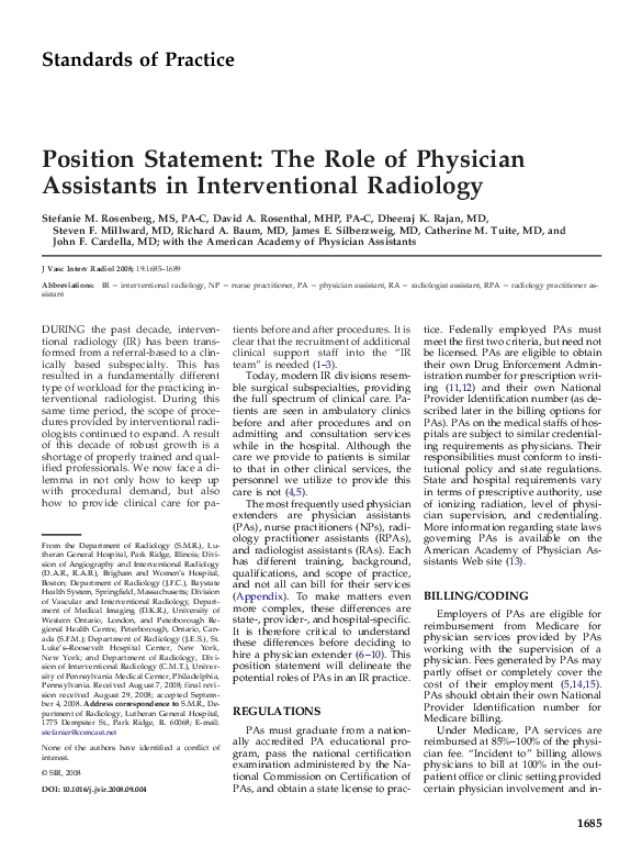 (PDF) Position Statement: The Role of Physician Assistants in ...