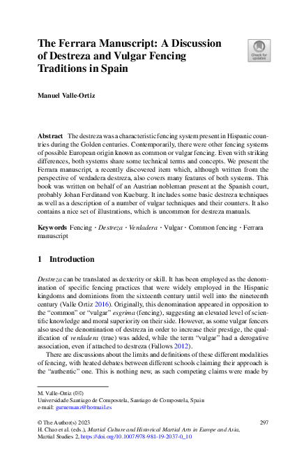 (PDF) The Ferrara Manuscript: A Discussion of Destreza and Vulgar ...