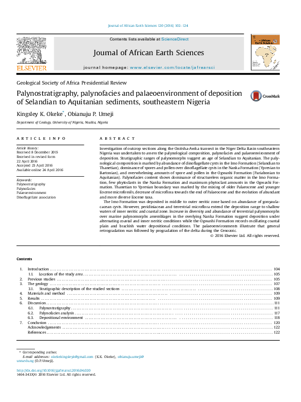 (PDF) Palynostratigraphy, palynofacies and palaeoenvironment of ...