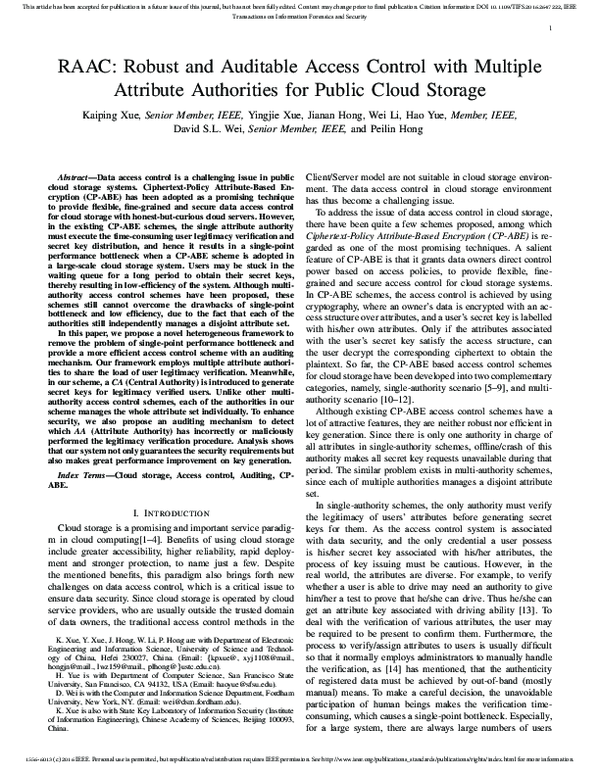 (PDF) RAAC: Robust and Auditable Access Control With Multiple Attribute Authorities for Public ...