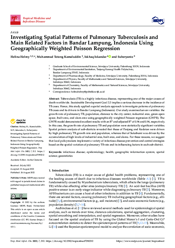 (PDF) Investigating Spatial Patterns of Pulmonary Tuberculosis and Main Related Factors in ...