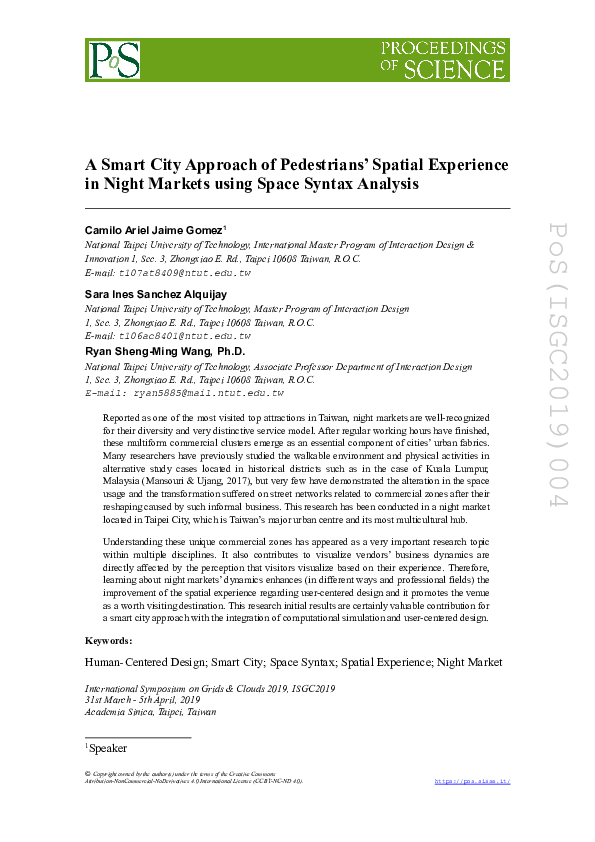 Pdf A Smart City Approach Of Pedestrians Spatial Experience In Night Markets Using Space