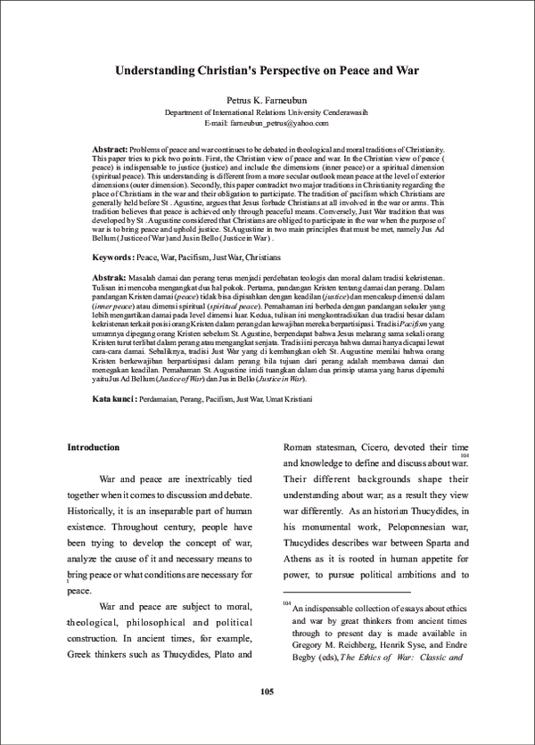 (PDF) Understanding Christian's Perspective on Peace and War