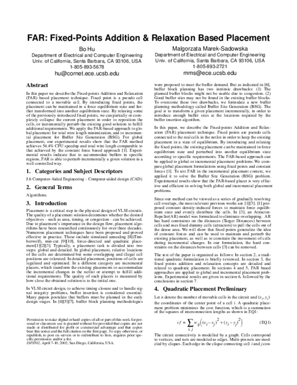 (PDF) FAR: Fixed-points addition and relaxation based placement
