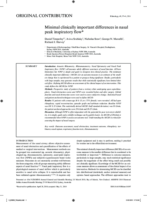 (PDF) Minimal clinically important differences in nasal peak ...