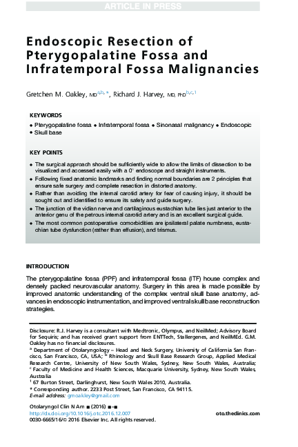 (PDF) Endoscopic Resection of Pterygopalatine Fossa and Infratemporal ...