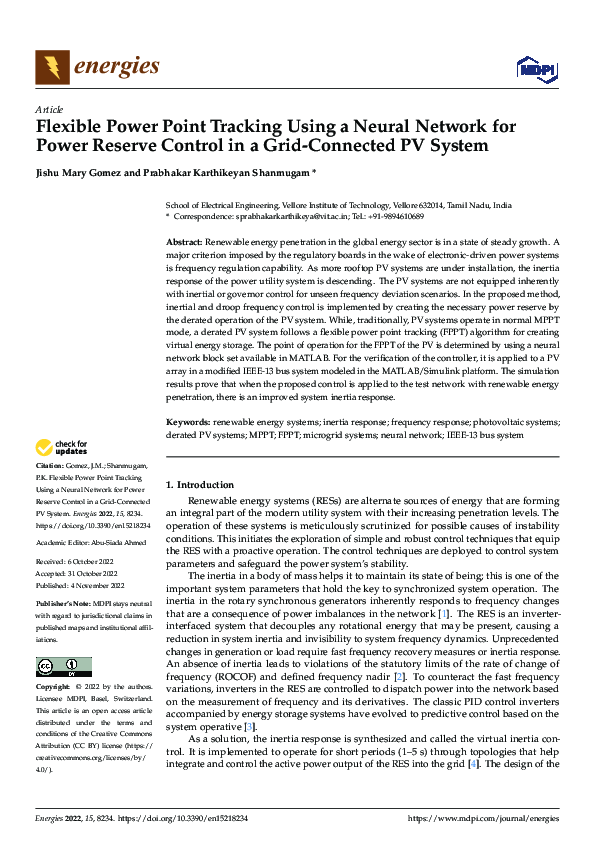 (PDF) Flexible Power Point Tracking Using a Neural Network for Power Reserve Control in a Grid ...