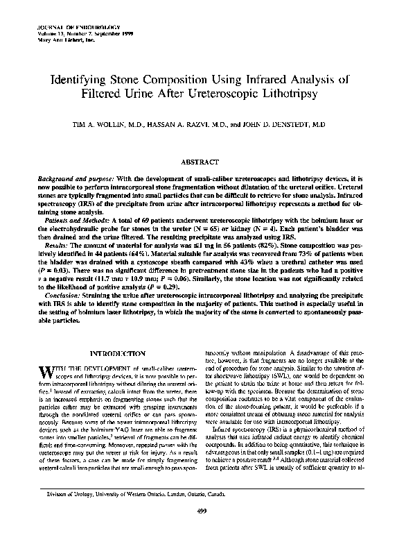 (PDF) Identifying Stone Composition Using Infrared Analysis of Filtered ...