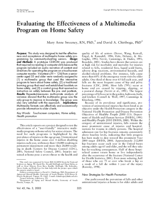 (PDF) Evaluating the Effectiveness of a Multimedia Program on Home Safety